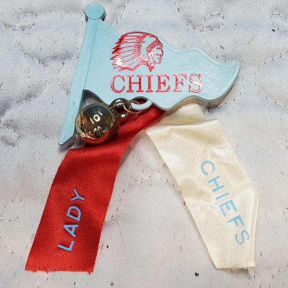 Jewelry | Vintage Lady Chiefs Plastic Pennant Football Charm Ribbon Pin ...